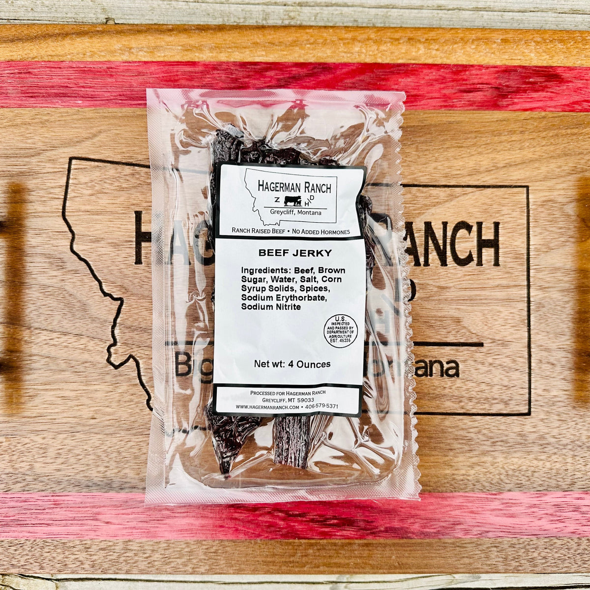 Jerky grass fed and finished cattle cow beef processed meat snack on ...